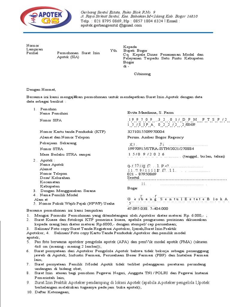 Form Pengajuan SIA-1 | PDF