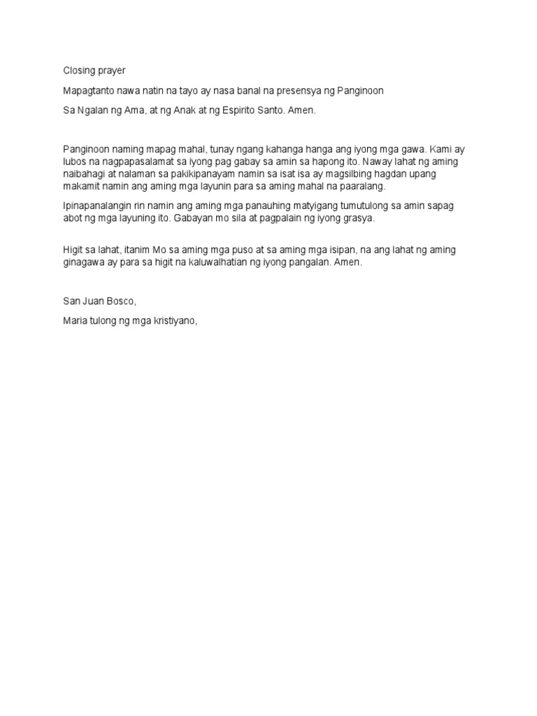 Closing Prayer | PDF