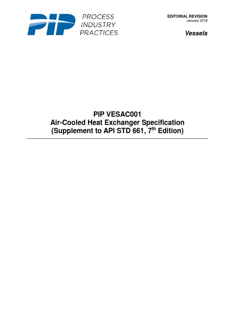 PIP VESAC001 (2016) - Air-Cooled Heat Exchanger Specification ...