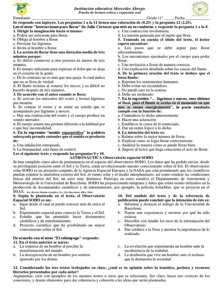 Prueba Grado 11° 2023 | PDF | Dom