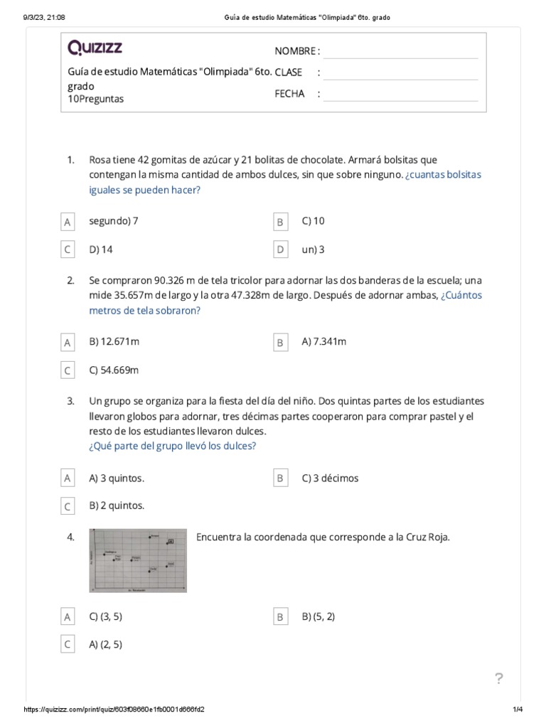 Guía de Olimpiadas Matemáticas 6to Grado | PDF