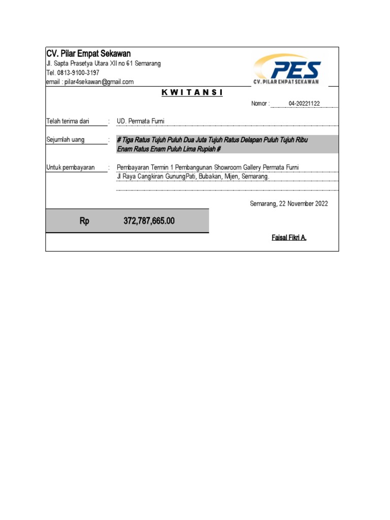 DRAFT RECEIPT KWITANSI.xlsx | PDF