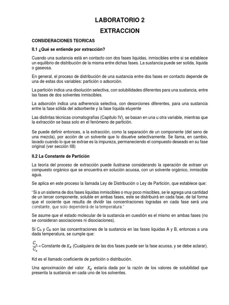 2 Extraccion | Descargar gratis PDF | Solubilidad | Fase (materia)