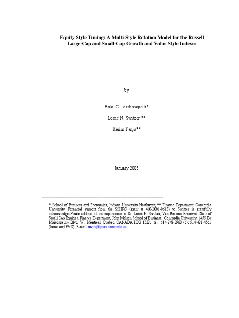 A Multi-Style Rotation Model For The Russell Large-Cap and Small-Cap ...