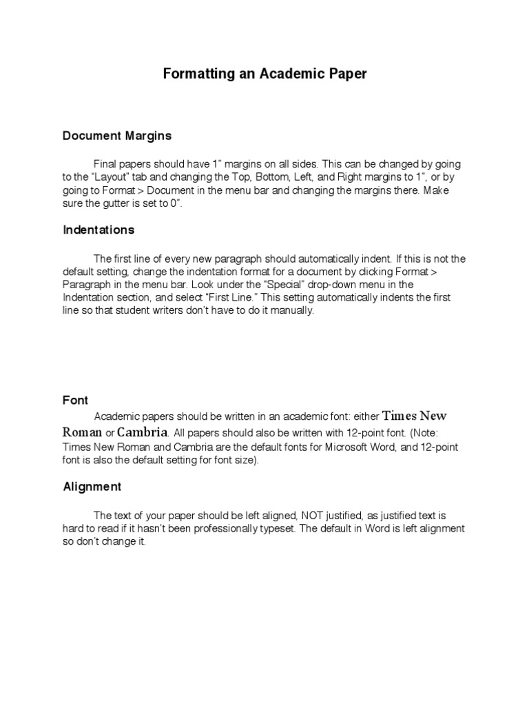 Formatting An Academic Paper | PDF | Microsoft Word | Printing