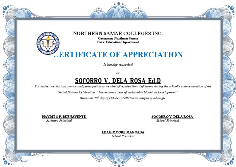 Certificate of Appreciation - United Nation | PDF