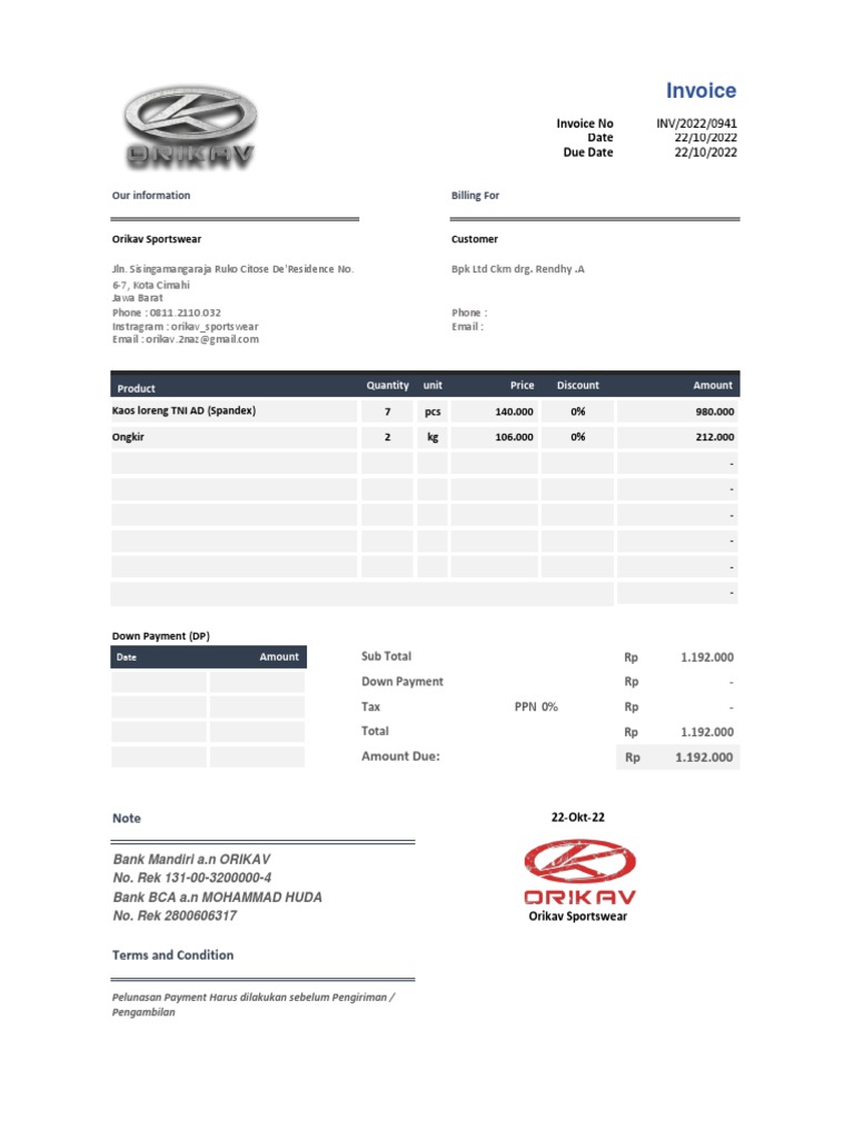 INVOICE BPK LTD CKM Drg. Rendhy .A | PDF | Accounting