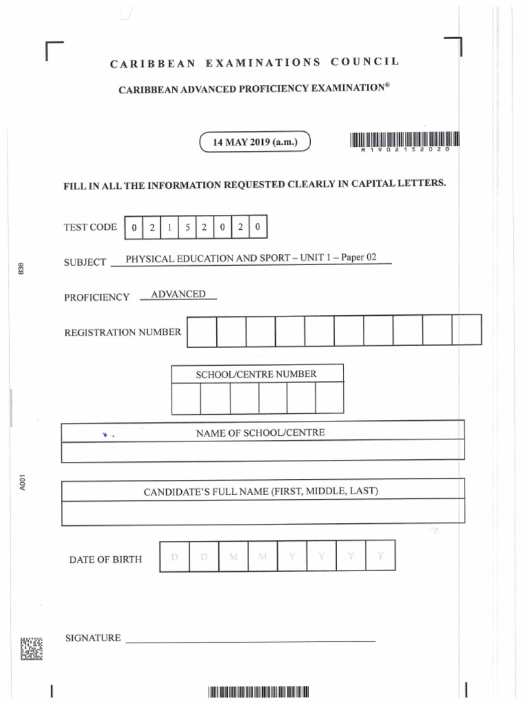 Cape 2019 Pe Unit 1 Paper 2 Pdf Pdf