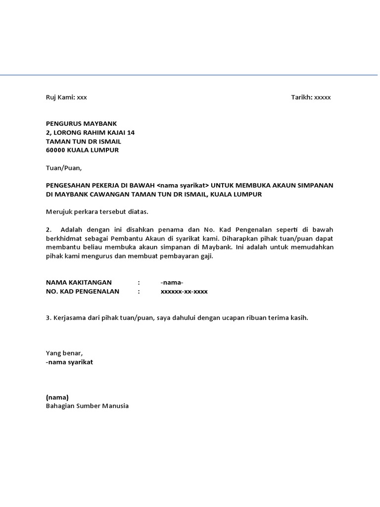Surat Buka Akaun Bank | PDF