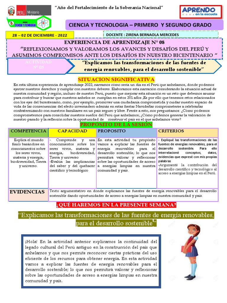 Experiencia de Aprendizaje #08 - Actividad #03 - 1ero y 2do - Ciencia y Tecnologia | PDF ...