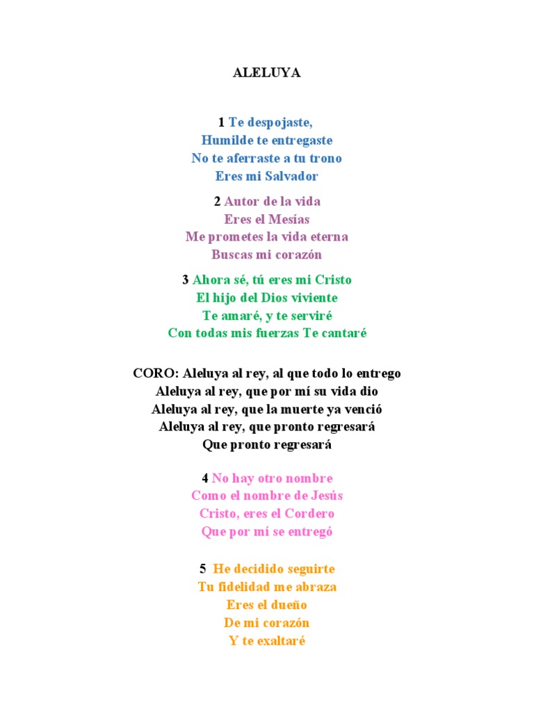 Letra Aleluya Generación 12 | PDF