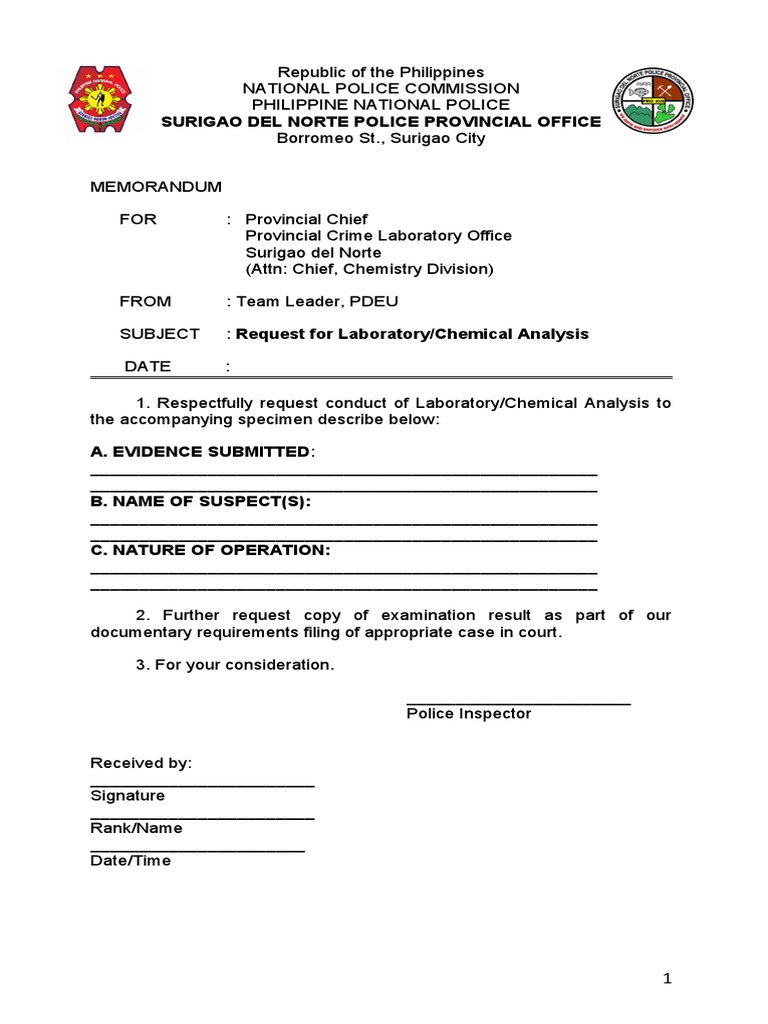 Request For Laboratory and Chemical Analysis | PDF