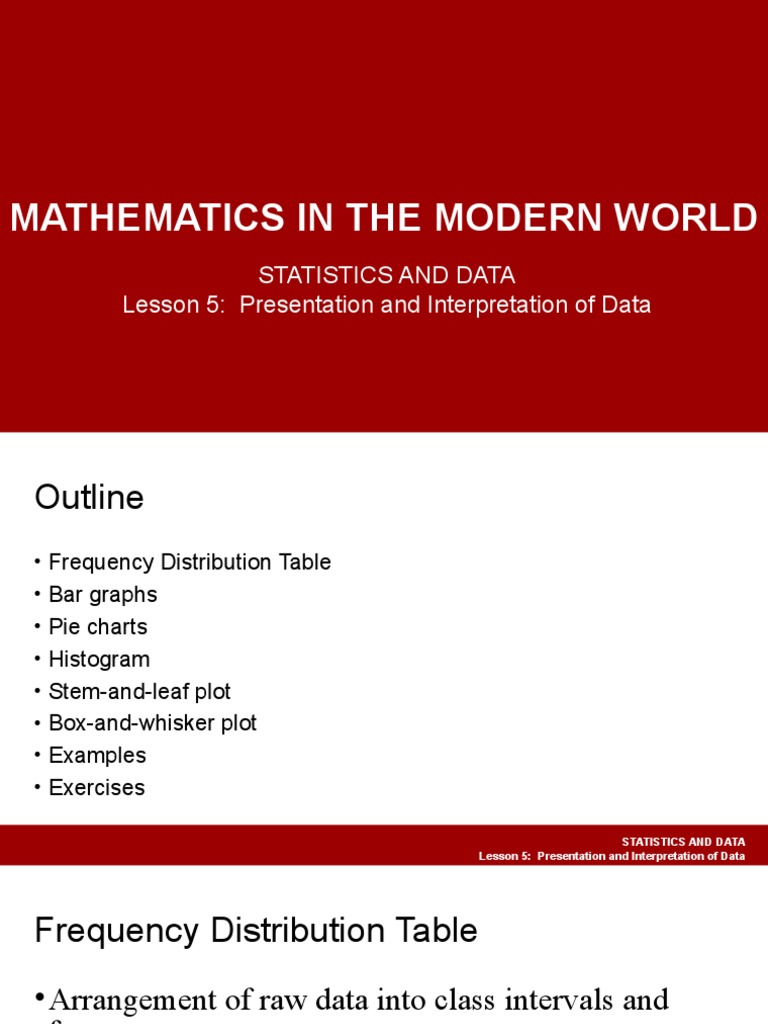 Presentation and Interpretation of Data | PDF | Quartile | Probability ...