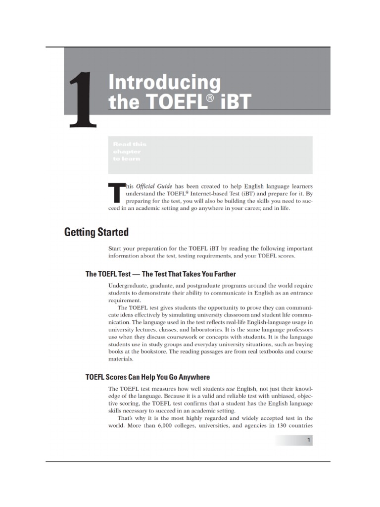 Chapter 1 Introducing Toefl | PDF