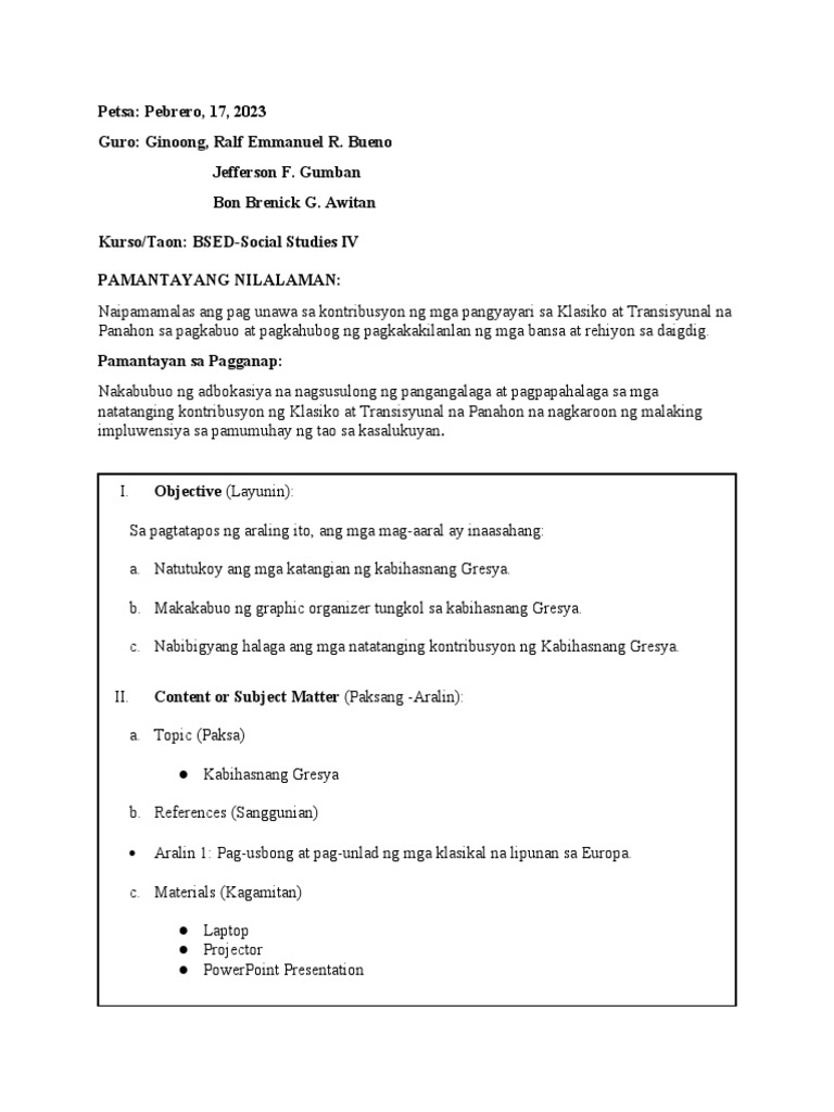 Lesson Plan | PDF