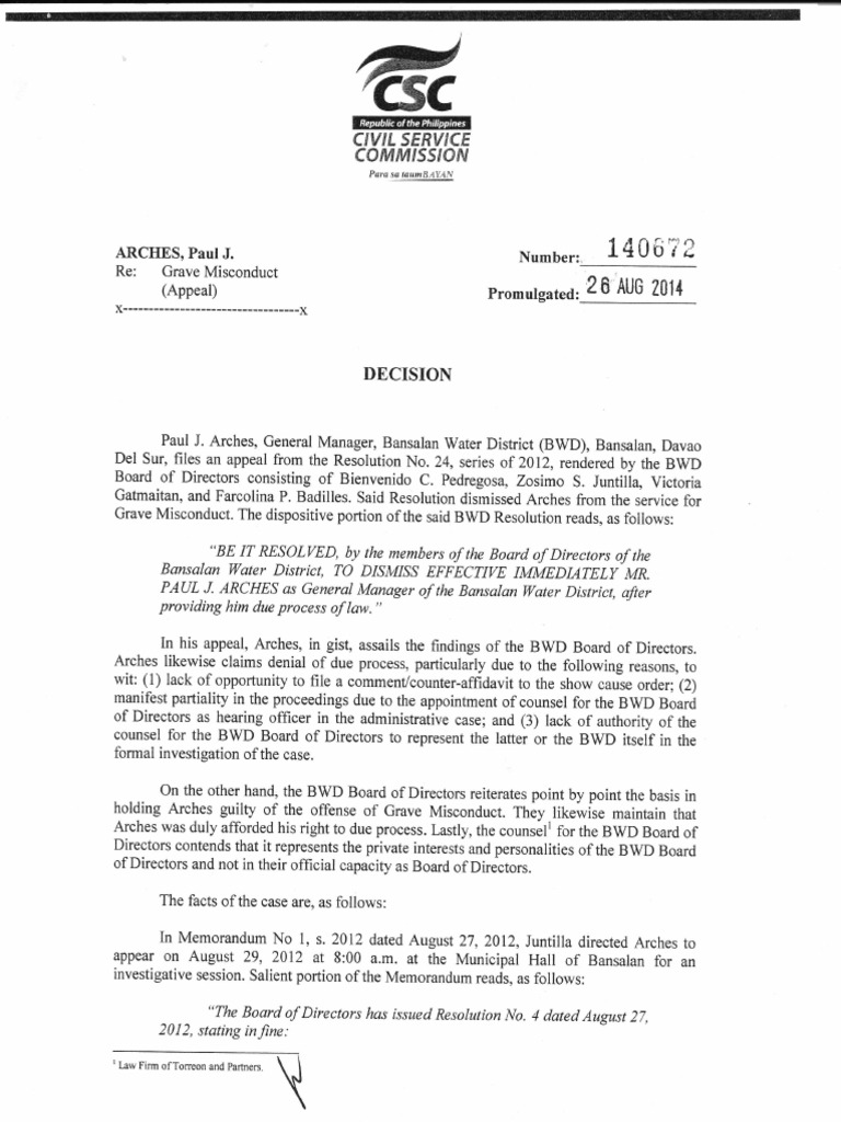 D140672 - D - Grave Misconduct | PDF | Complaint | Judiciaries
