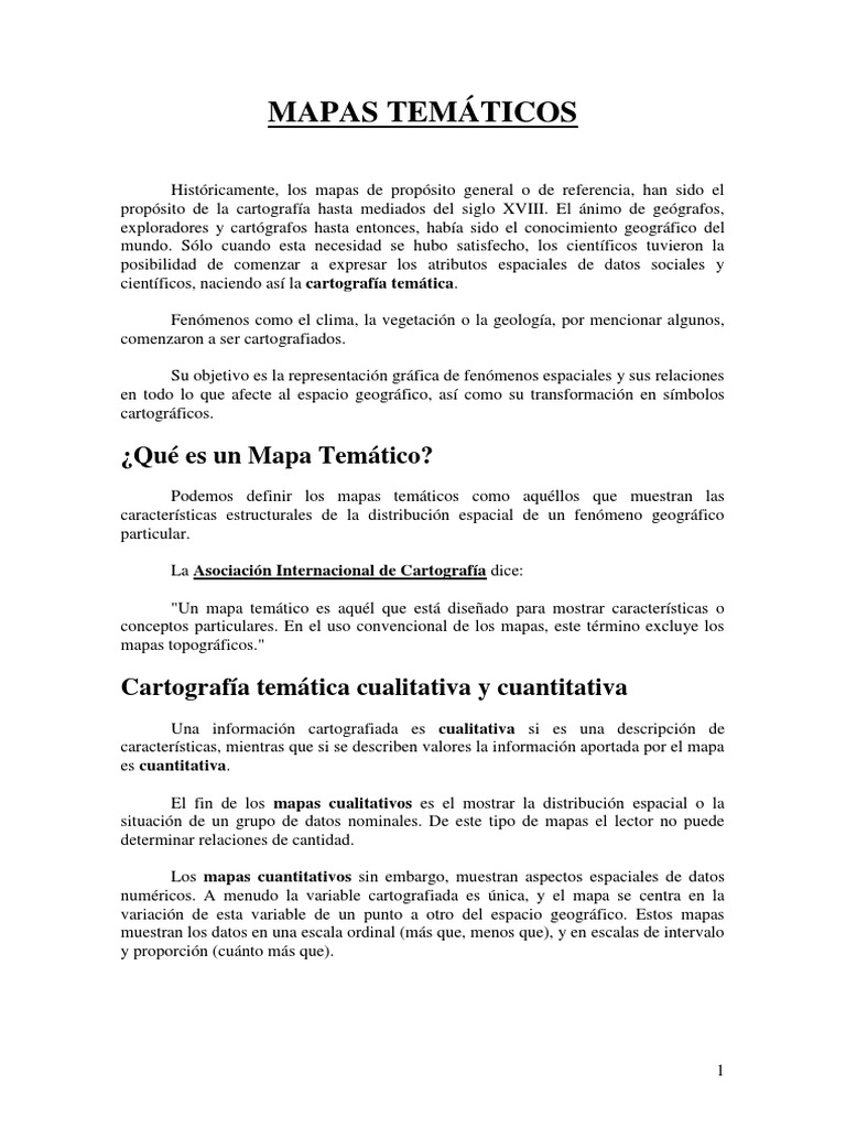 Características Y Tipos De Mapas Temáticos Pdf Cartografía Mapa