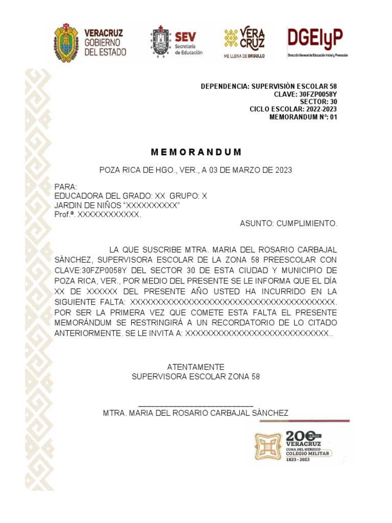 Memorandum - Ejemplo | PDF