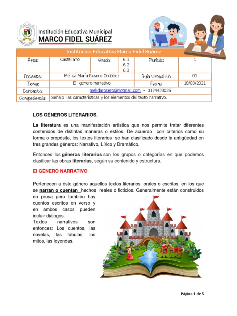 Guia 2. LOS GENEROS LITERARIOS TEXTO NARRATIVO. 6o. CASTELLANO MELIDA PDF | PDF | Cuentos ...