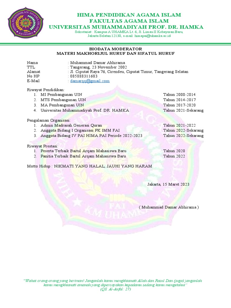 CV Moderator M. Damar | PDF