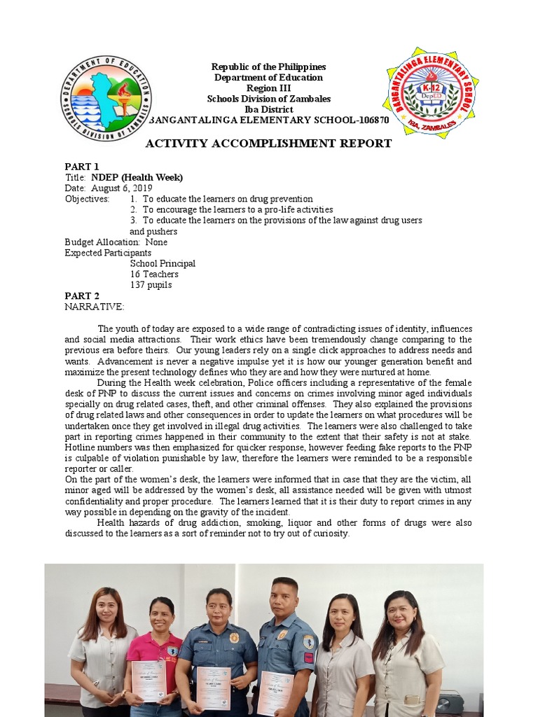 Activity Accomplishment Report | PDF | Crimes | Crime & Violence