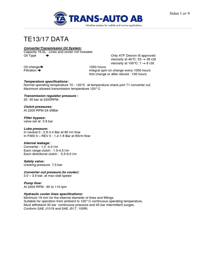 Te13 Te17 | PDF | Equipment | Vehicle Technology