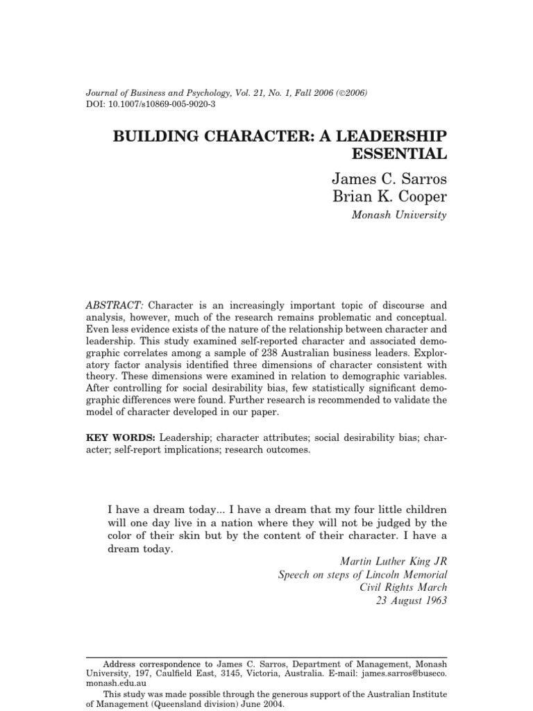 Building Character | PDF | Standard Deviation | Leadership