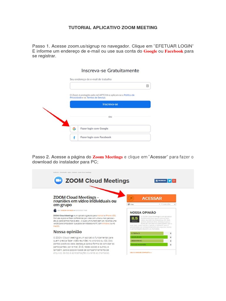 Tutorial Aplicativo Zoom Meeting | PDF