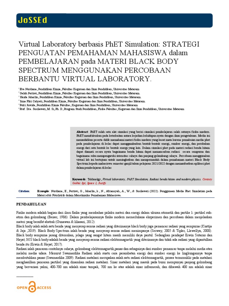 Pemahaman Black Body Spectrum dengan PhET | PDF