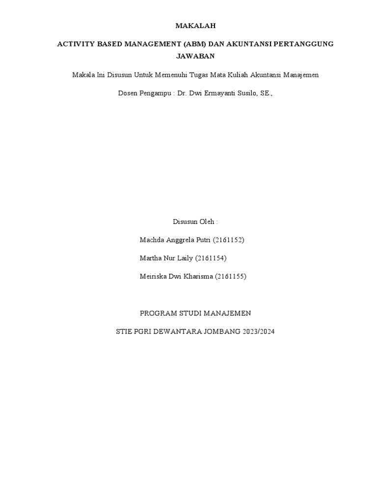 Makalah Akuntansi Manajemen | PDF