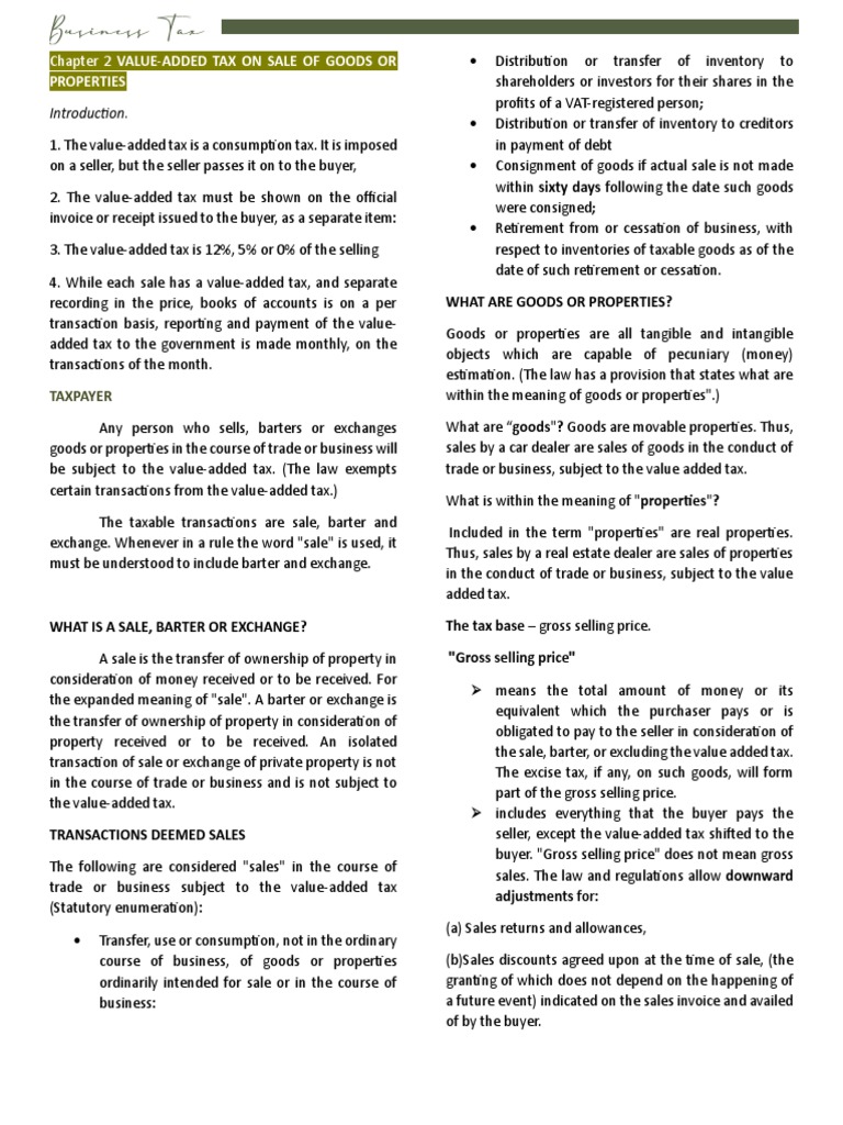 Chapter 2 | PDF | Value Added Tax | Taxes