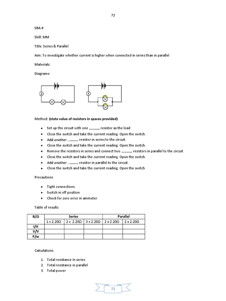 Series vs. Parallel Circuit Analysis | PDF