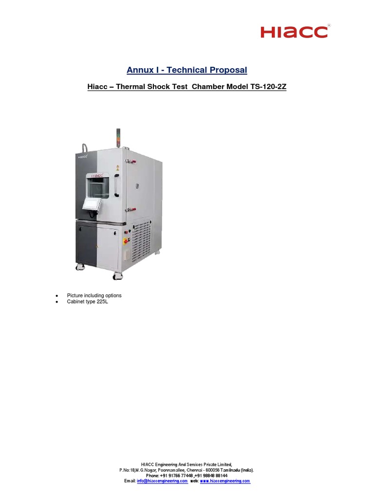 Annex I - Technical Specification - Thermal Shock Test Chamber model TS ...
