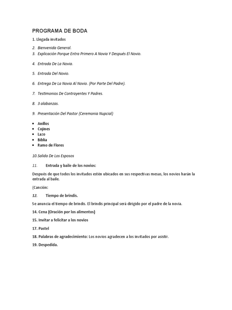 Programa de Ceremonia de Boda | PDF