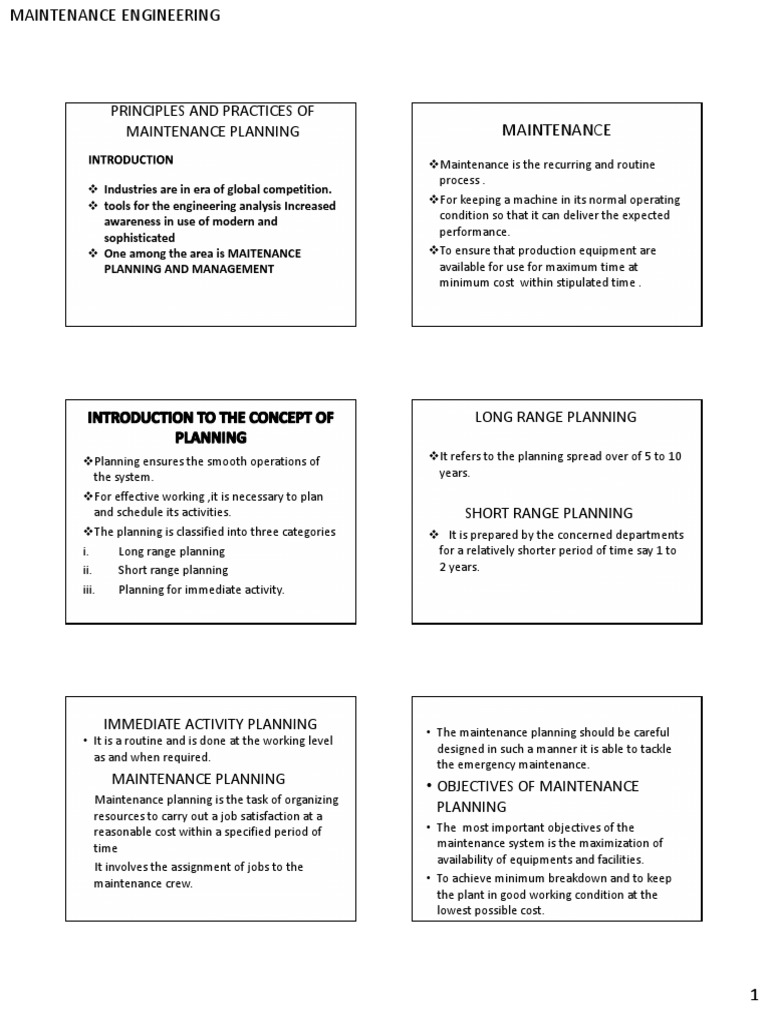 Principles and Practices of Maintenance Planning | PDF | Reliability Engineering | Business