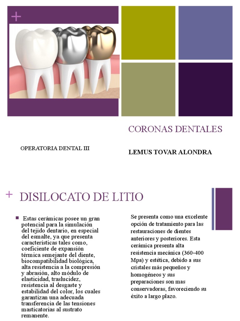 Coronas Dentales: Materiales y Ventajas | PDF | Dentadura postiza ...