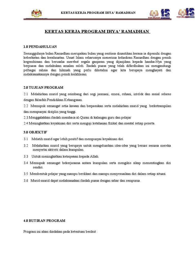 Kertas Kerja Program Ihya' Ramadhan | PDF