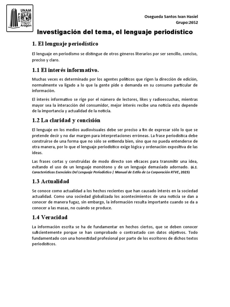 Lenguaje Periodístico: Claridad y Concisión | PDF | Ciencia cognitiva