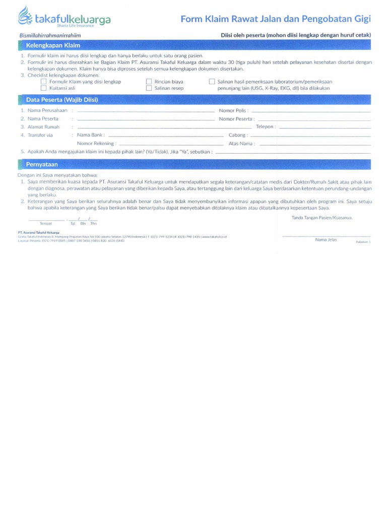 Form Rawat Jalan Takaful | PDF