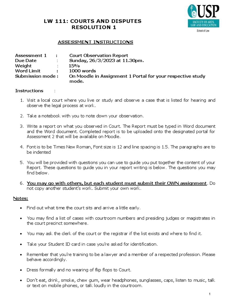 LW 111 Assessment and Marking Guide For Assessment | PDF | Judgment ...