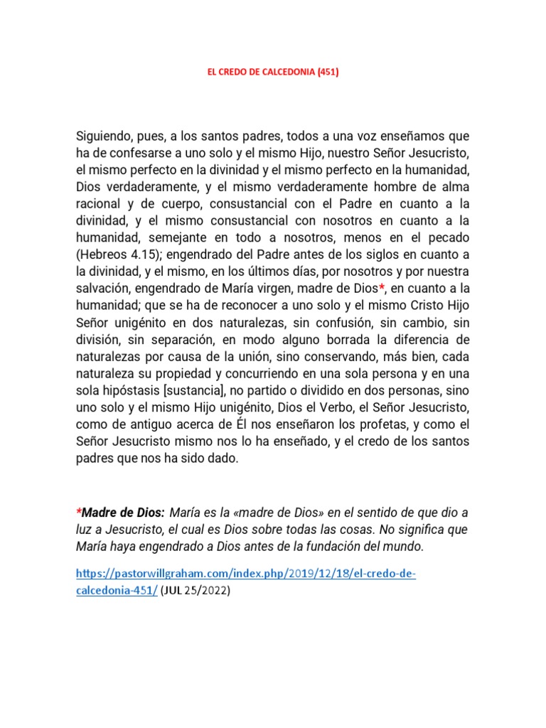 El Credo de Calcedonia | PDF