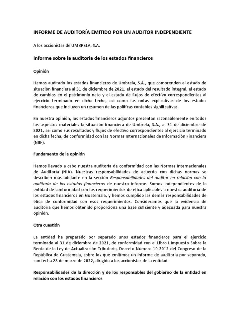Borrador Examen | PDF | Auditoría | Preocupación continua