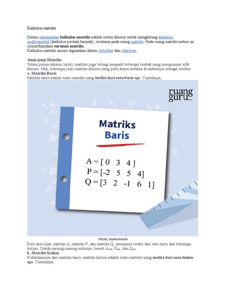 Kalkulus Matriks Bab 1 | PDF
