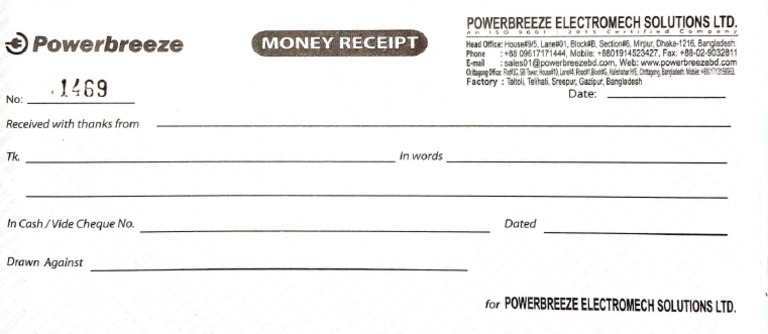 Money Receipt Format PDF | PDF