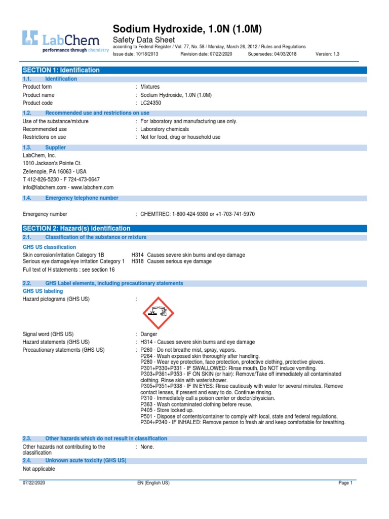 MSDS NaOH PDF | PDF | Firefighting | Personal Protective Equipment