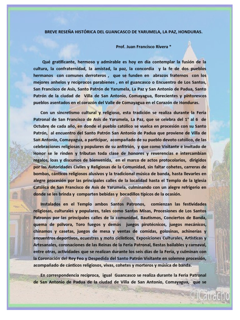 BREVE RESEÑA HISTÓRICA DEL GUANCASCO DE YARUMELA Ilustrado | PDF | Carnaval