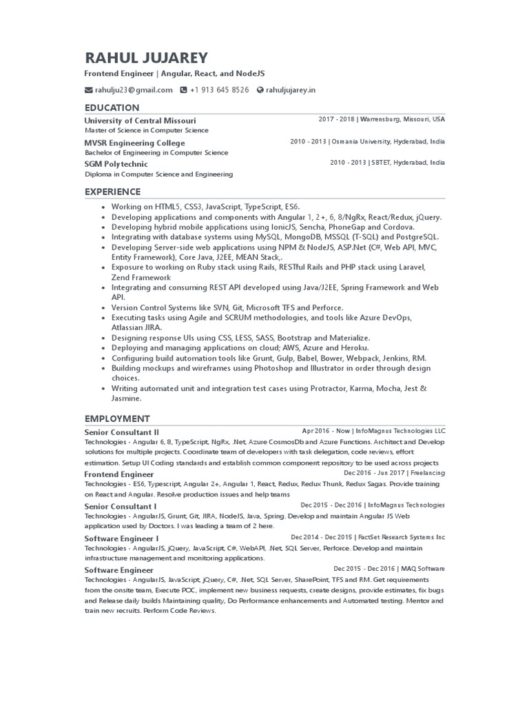 Rahul Resume | PDF | Angular Js | Technology Development