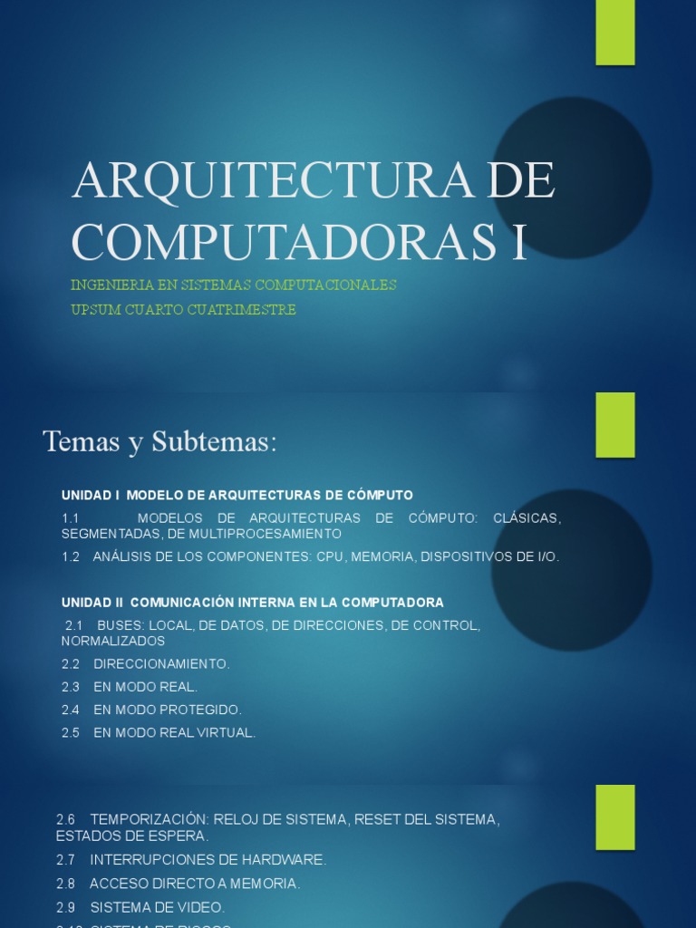ARQUITECTURA DE COMPUTADORAS I.pptx | PDF | Unidad Central de ...