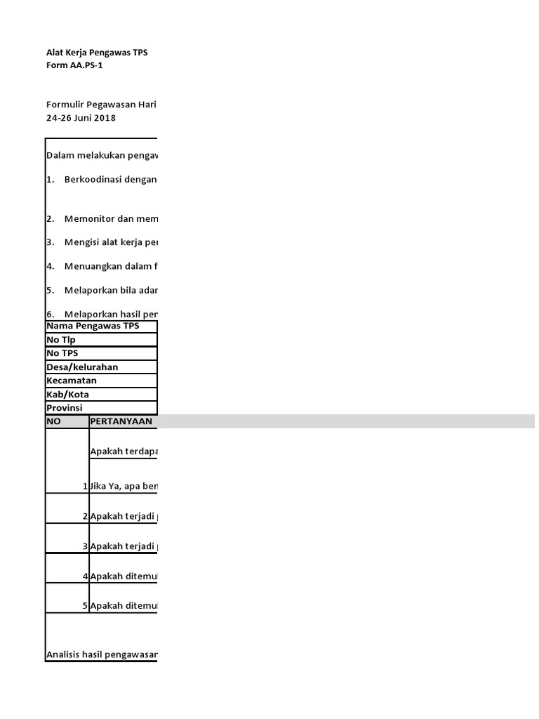 B 26 Form Aa - PS 1-4 PTPS | PDF