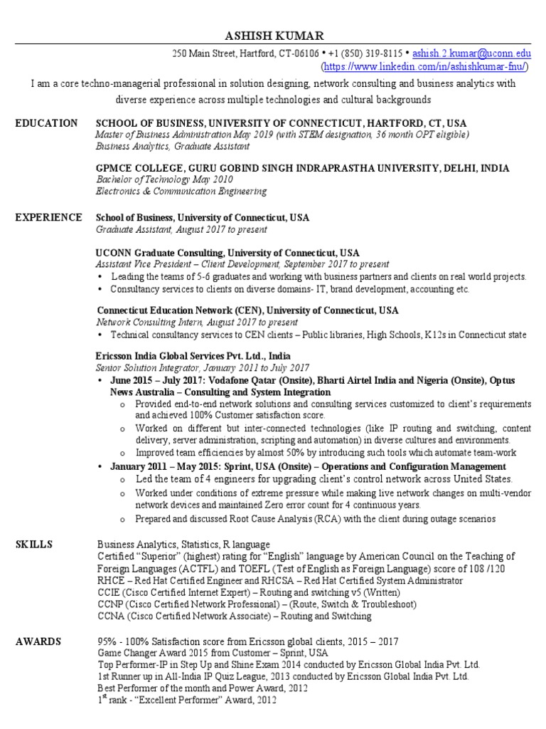Ashish Kumar Resume | PDF | Cisco Certifications | Computer Networking
